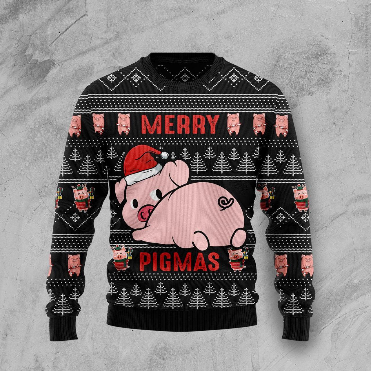 Merry Pigmas Funny Christmas Holiday Ugly Sweater | Piggy Xmas Jumper
