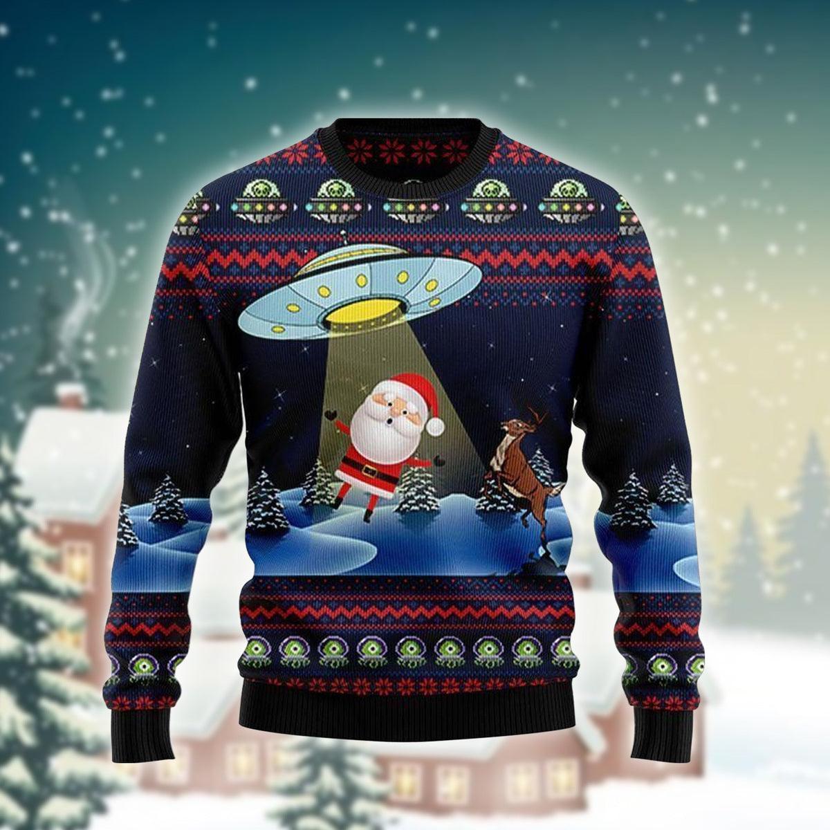 Alien Don't Catch Santa Ugly Sweater | Alien Xmas Jumper