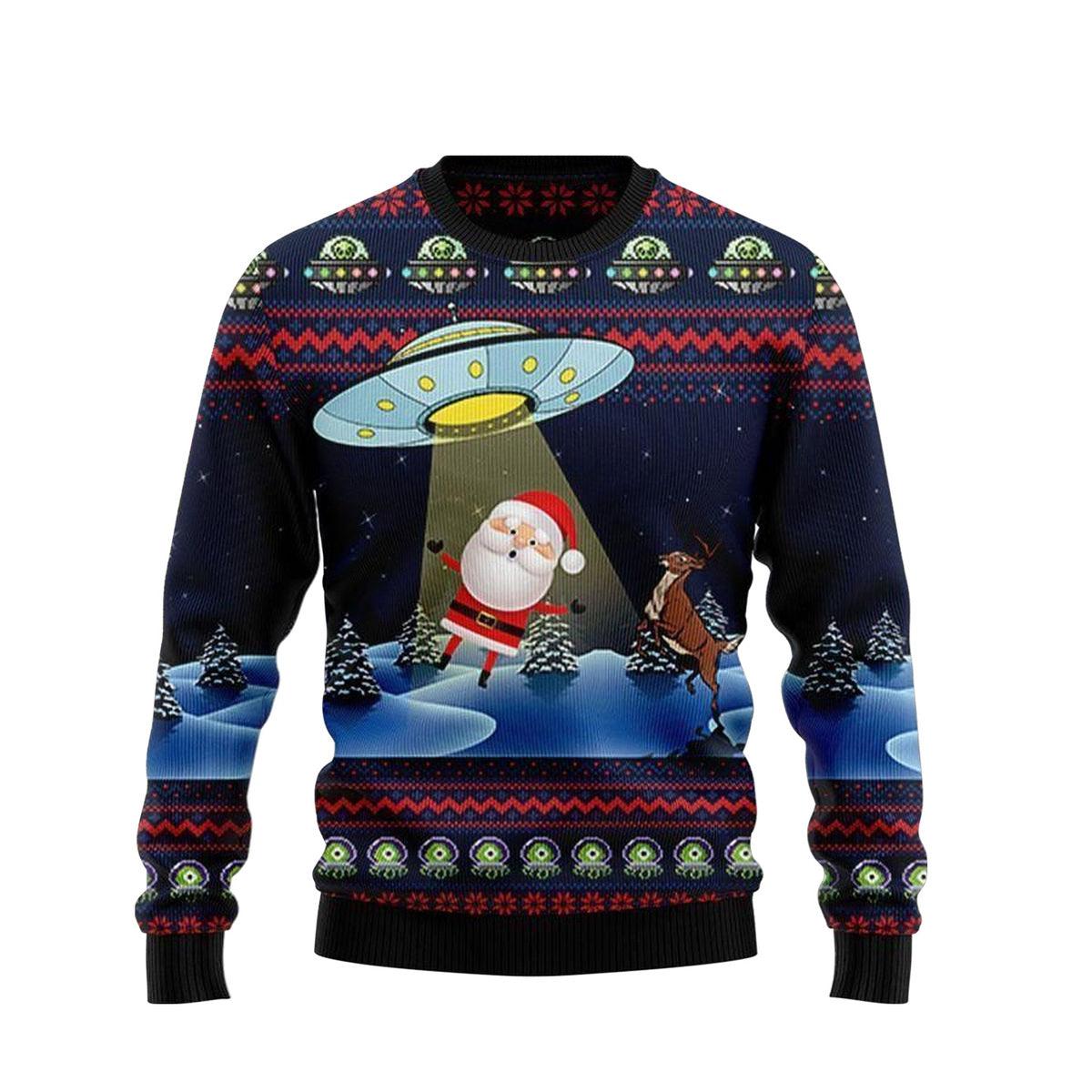 Alien Don't Catch Santa Ugly Sweater | Alien Xmas Jumper